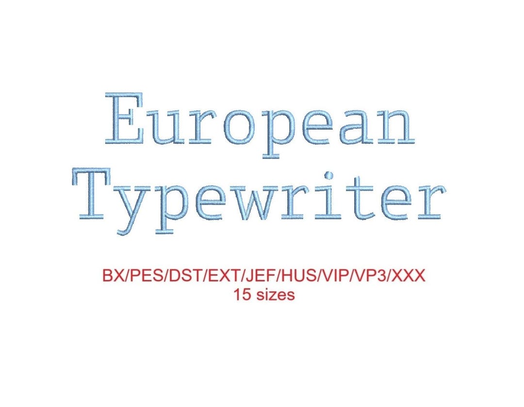 European Typewriter Embroidery Font With Commercial License - Etsy