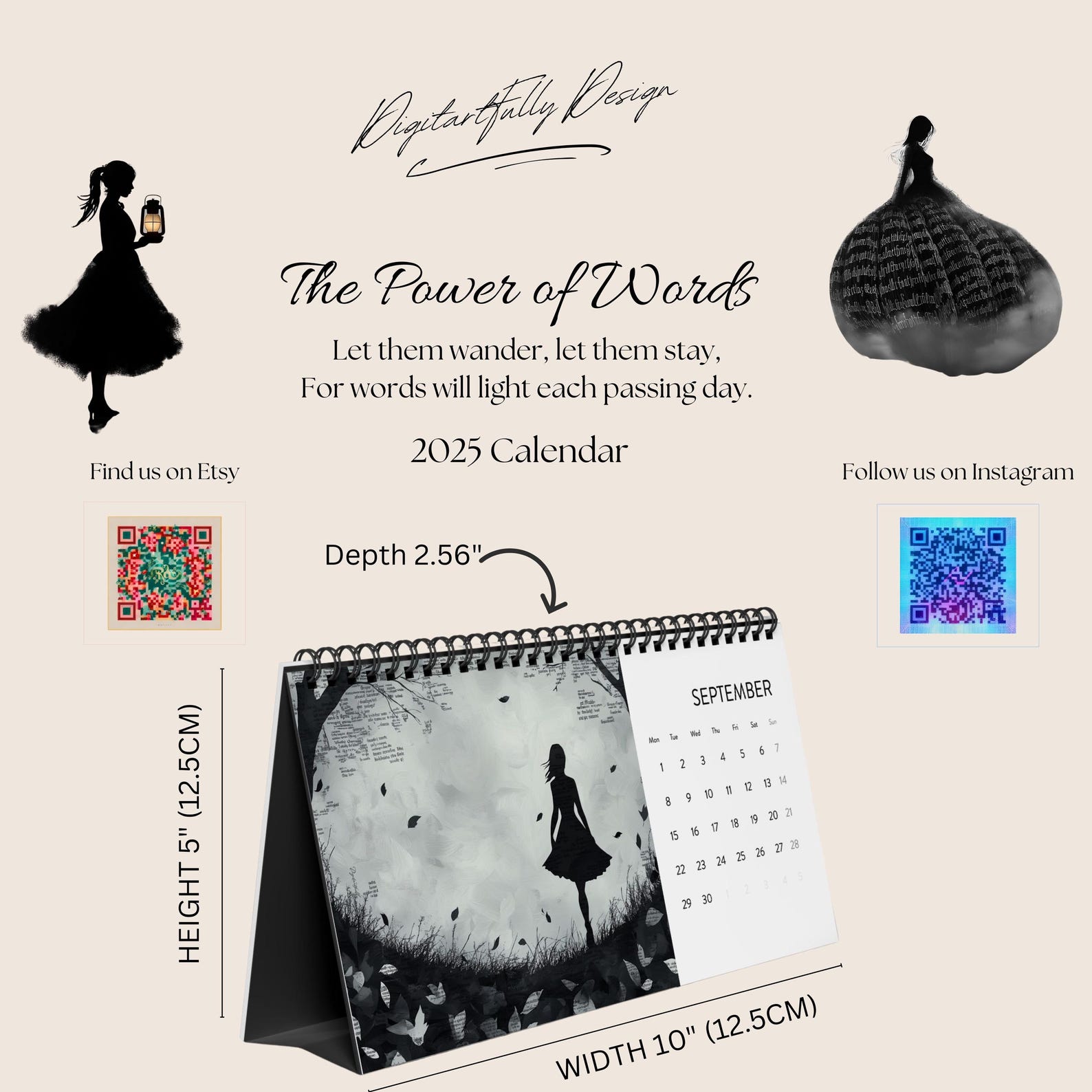 Desk Calendar 2025, Custom 12 Month Grid Calendar, Premium Satin Paper ...