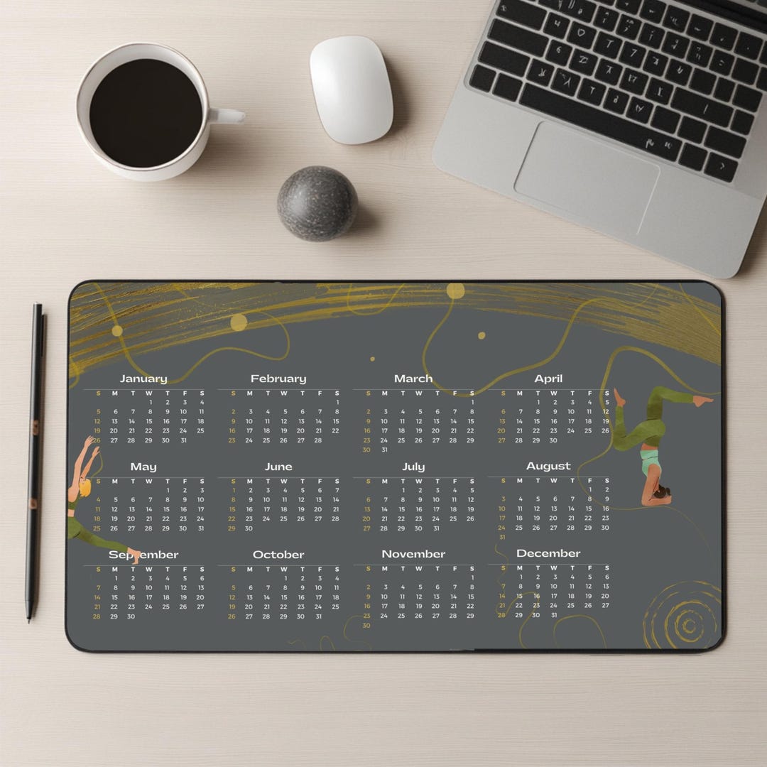 2025 Desk Calendar Mat | Ai-designed Yoga and Wellness Themes ...
