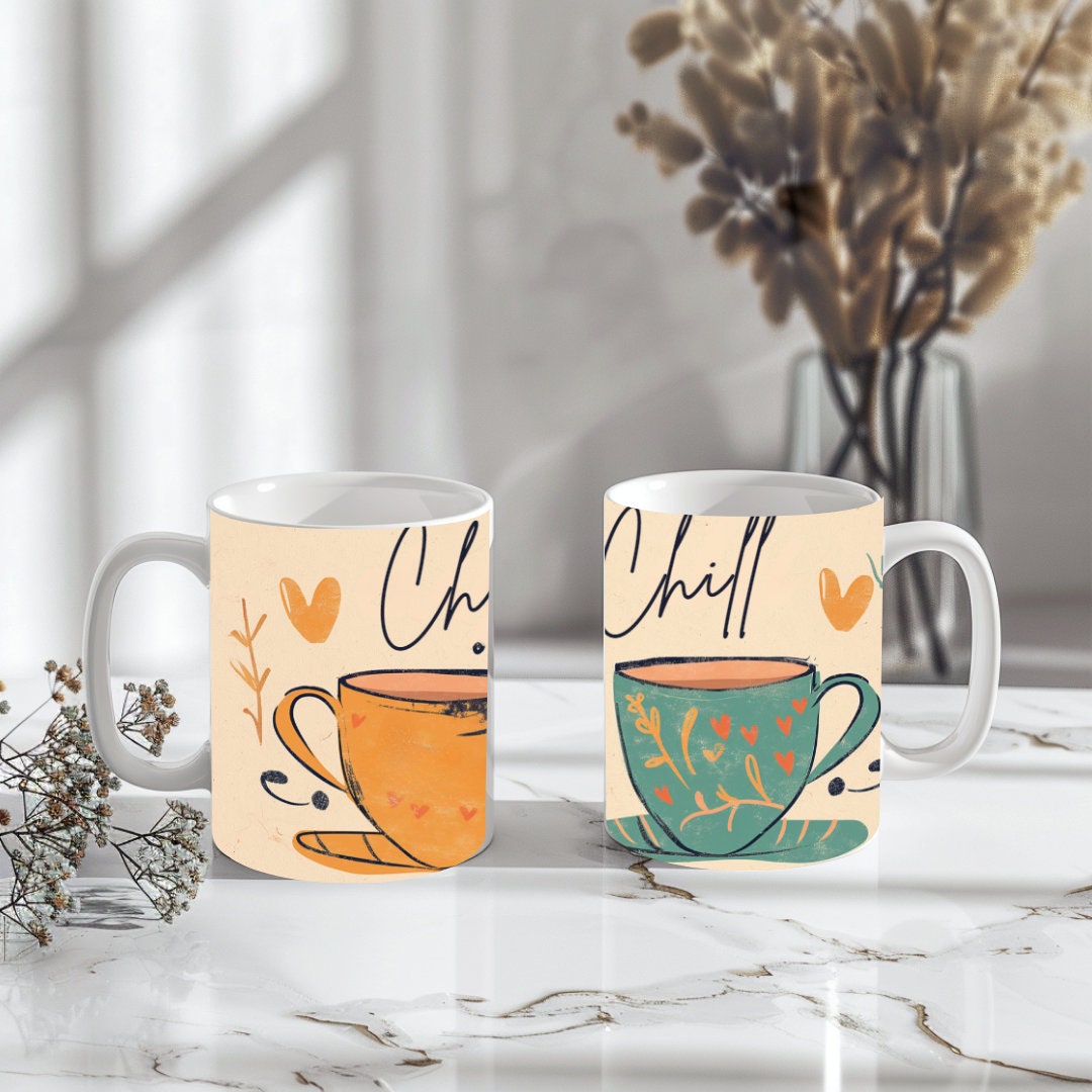 Ai-designed Cahi Mug chai and Chill Cute Mug Gift for Yoga Trainer ...