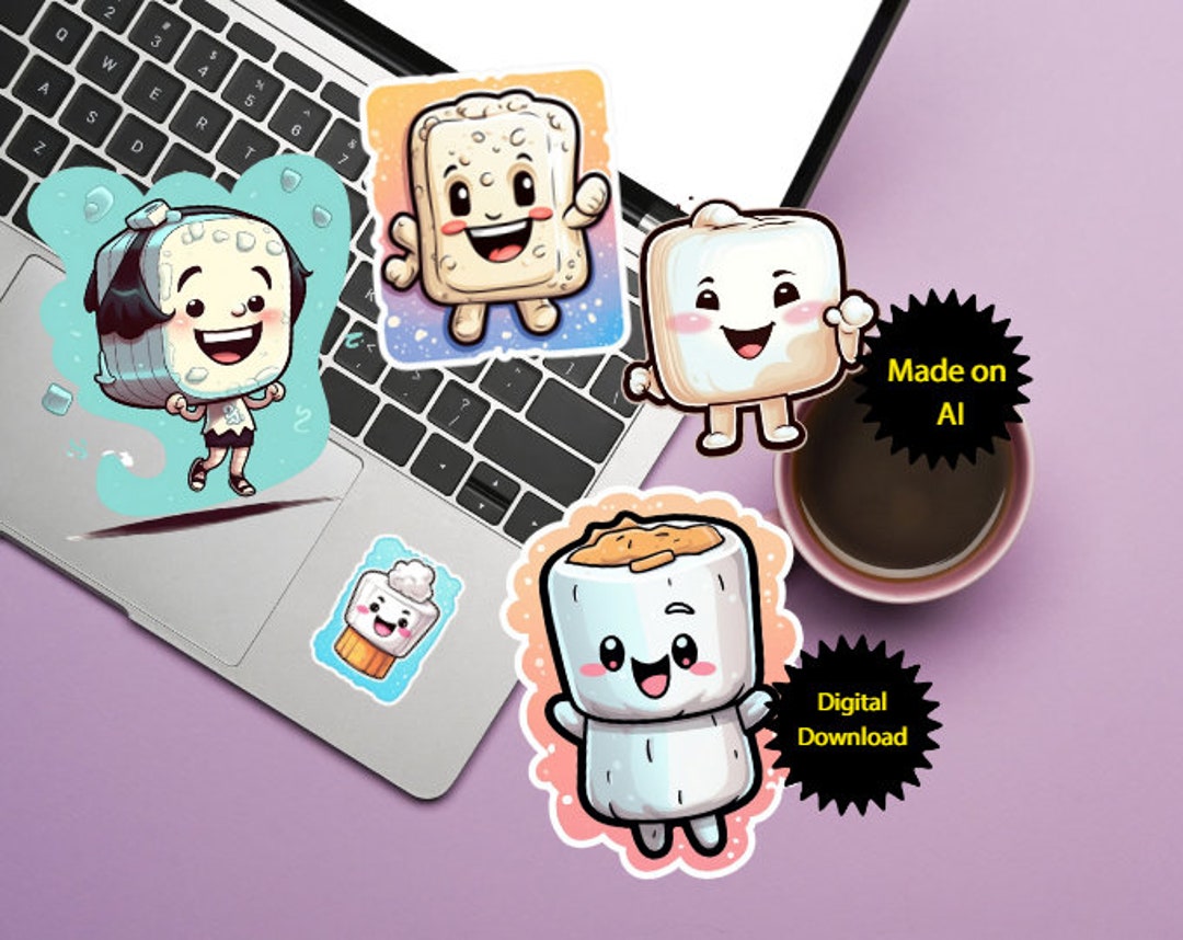 Cute PNG Smiling, Happy Marshmallow Sticker - AI Image Generator! - Etsy