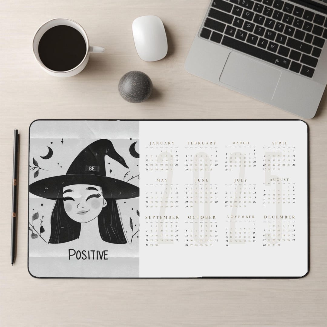 2025 Be Positive Desk Calendar Mat| Functional and Artistic Mat ...