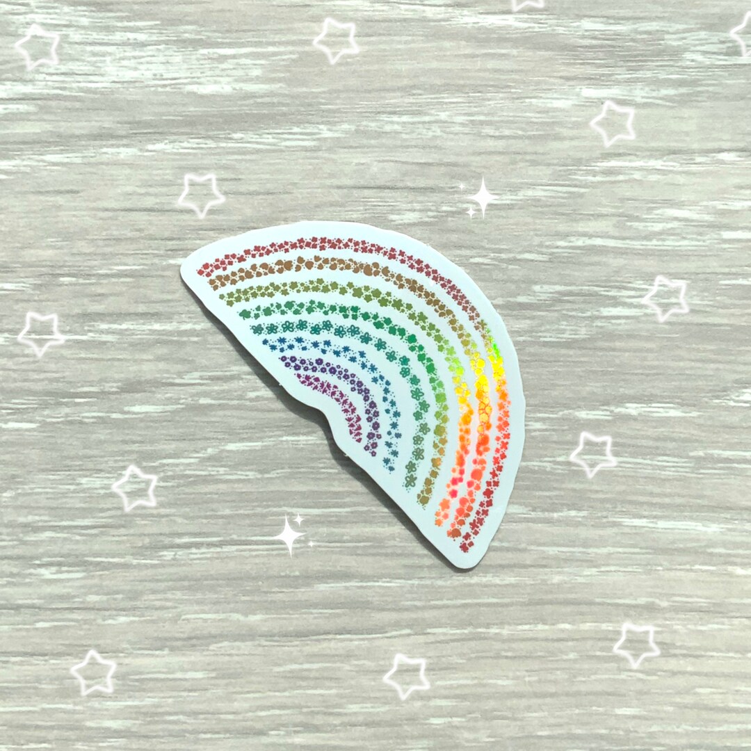 Holographic Rainbow Flower Sticker - Etsy