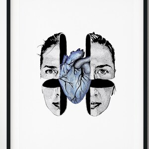 Original Stippling Artwork Blue Heart Puzzle Anatomical Heart ...