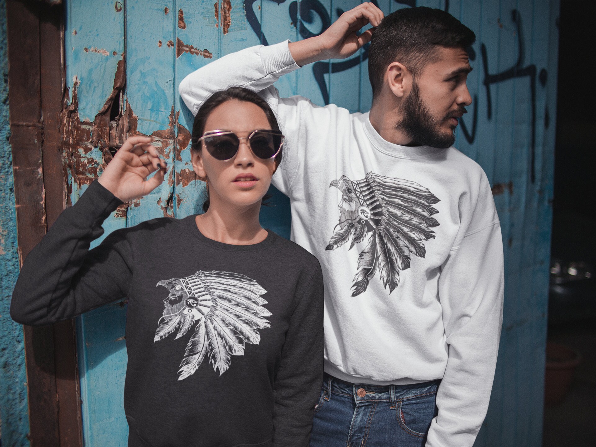 Horus Falcon With Sacred Feathers Headdress Unisex Crewneck - Etsy