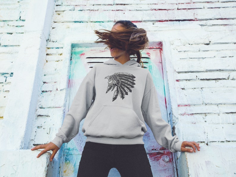 Horus Falcon With Sacred Feathers Headdress Unisex Hoodie Sweatshirt ...