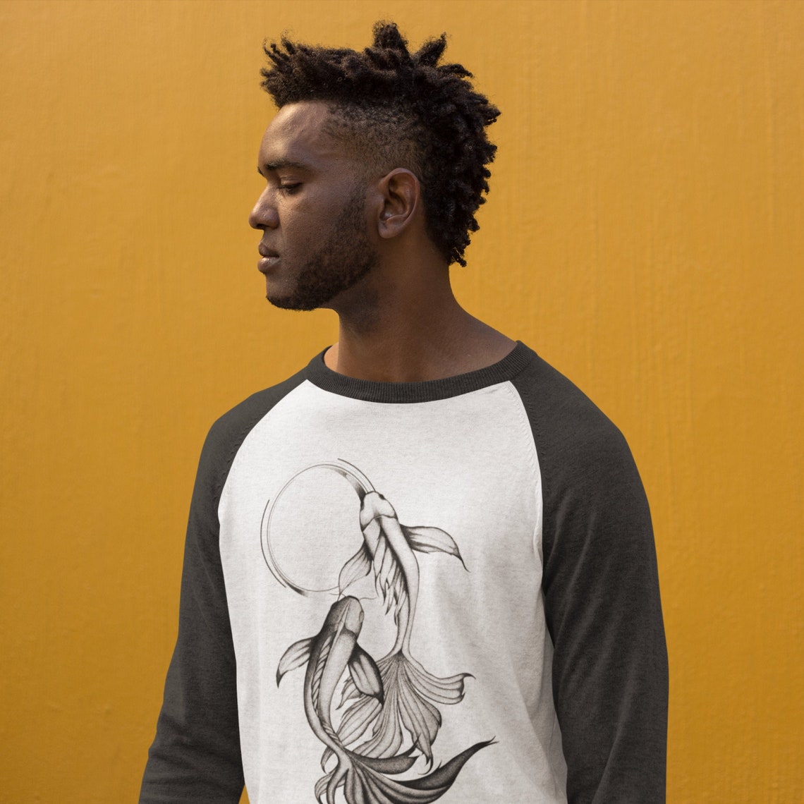 Koi Fish Enso Circle Graphic Design Unisex Raglan T-shirt - Etsy