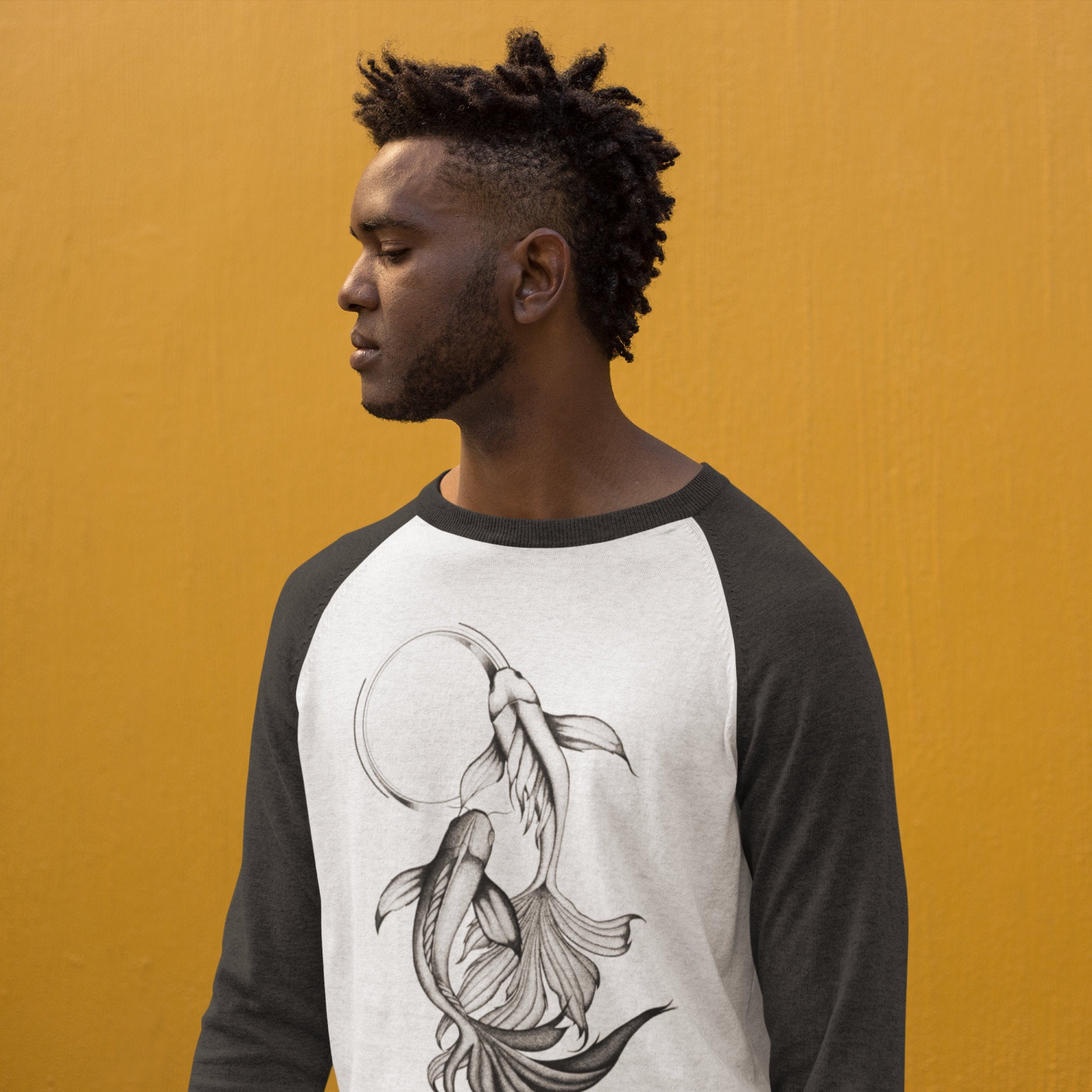 Koi Fish Enso Circle Graphic Design Unisex Raglan T-shirt - Etsy