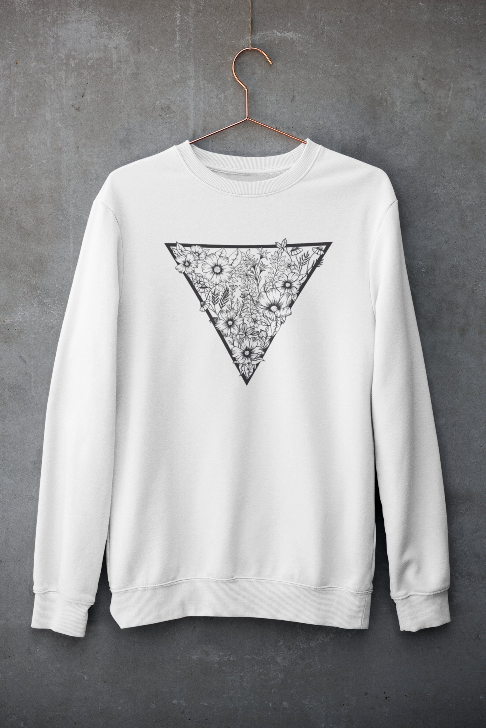 Triangle Flowers Unisex Heavy Blend Crewneck Sweatshirt Geometrical ...