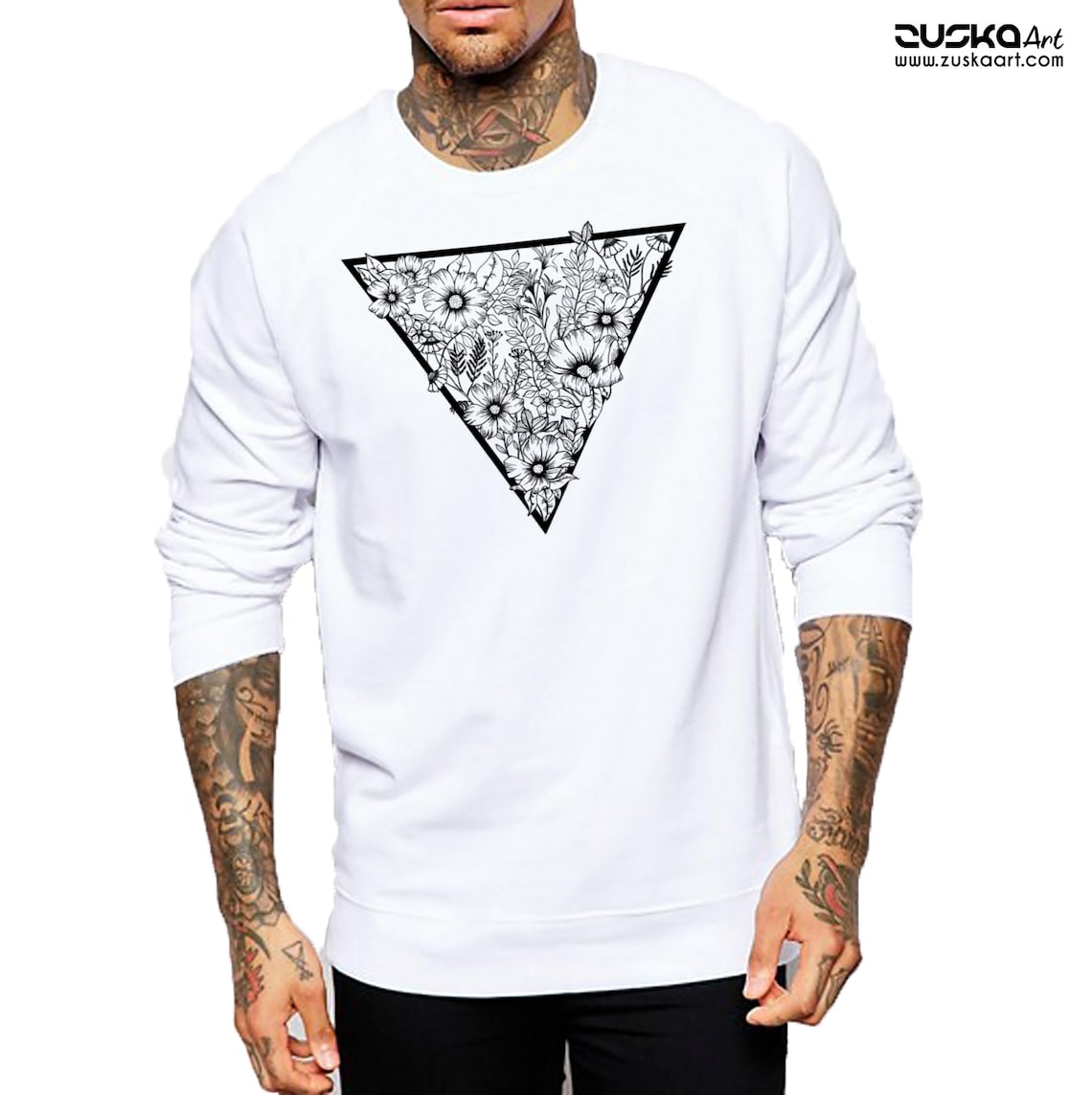 Triangle Flowers Unisex Heavy Blend Crewneck Sweatshirt | Etsy