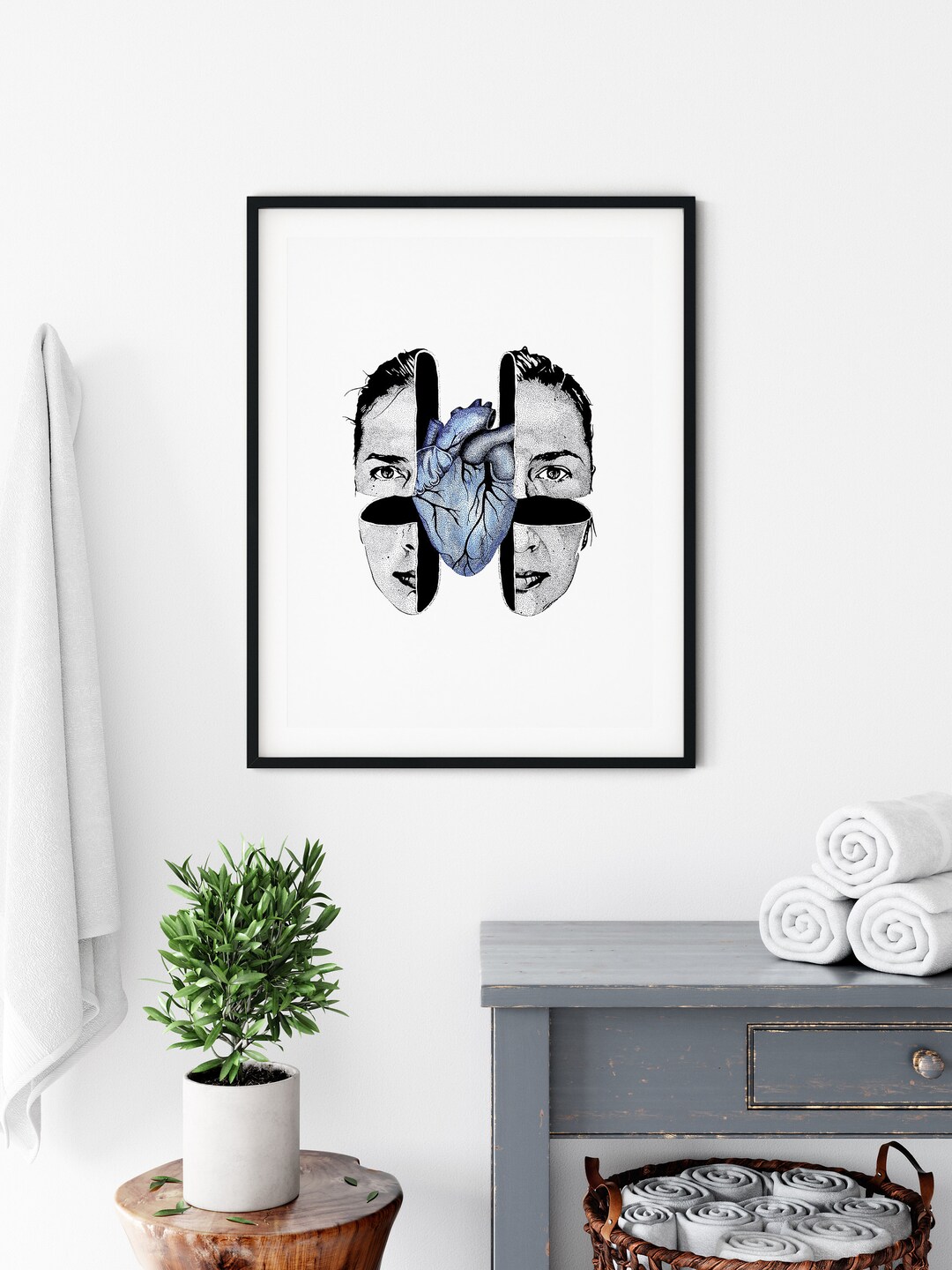 Original Stippling Artwork Blue Heart Puzzle Anatomical Heart ...