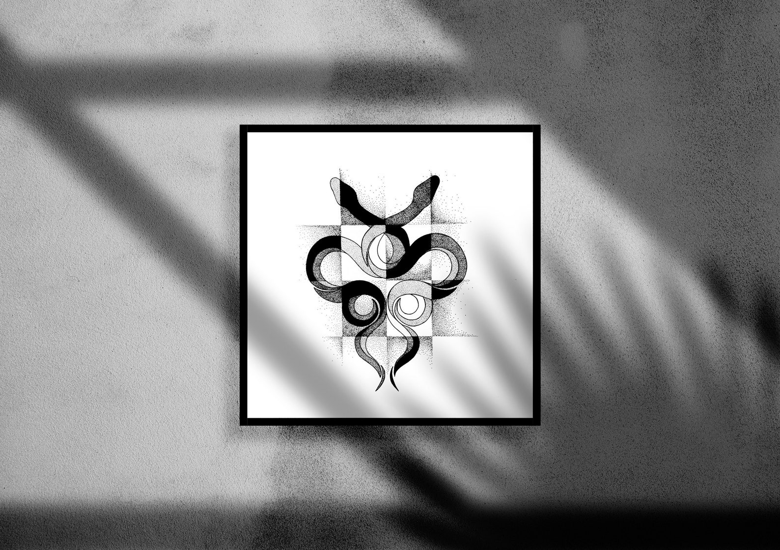 Snake Couple Framed Paper Poster Wall Decor Dotwork - Etsy