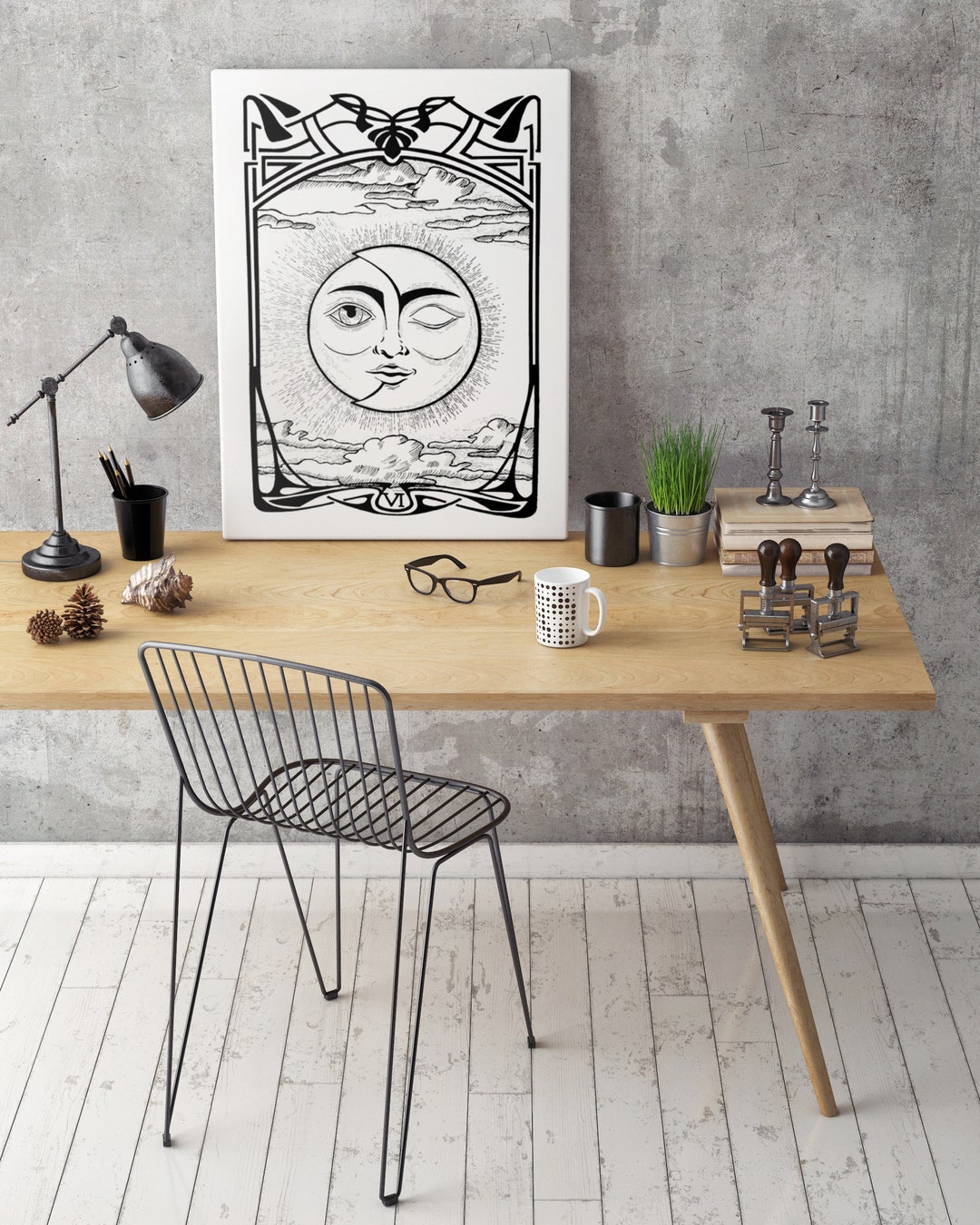 The Lovers VI Tarot Card Framed Canvas Sun and Moon - Etsy