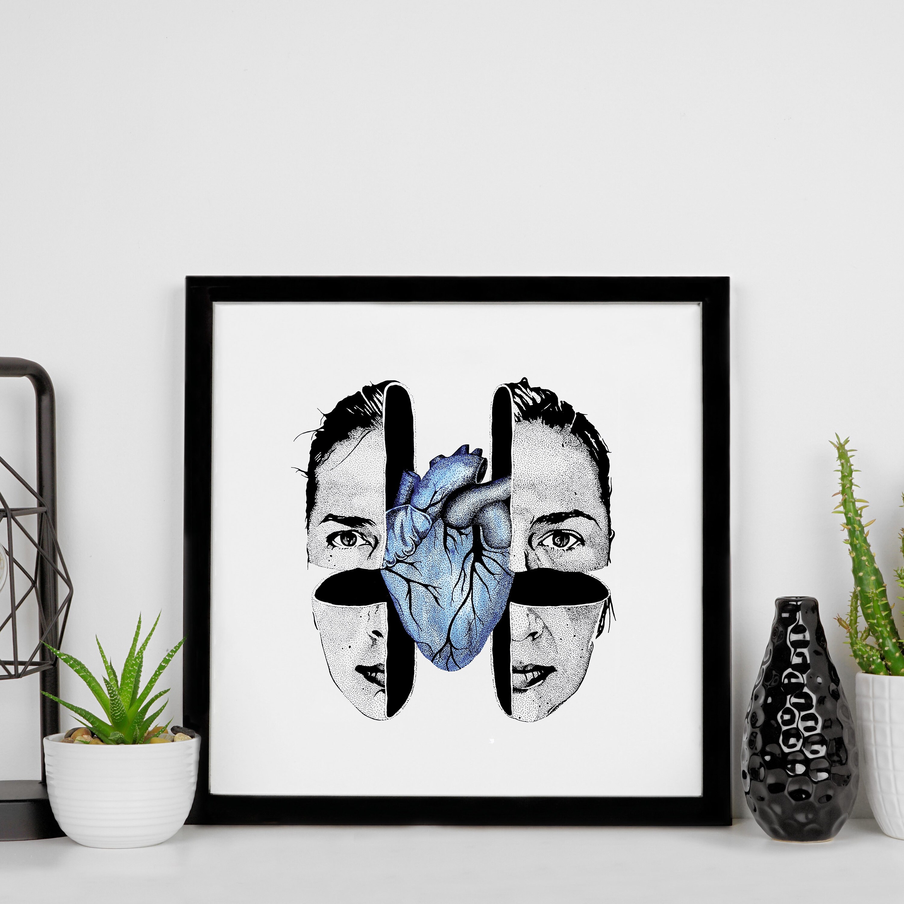 Blue Heart Puzzle Archival Paper Poster Wall Decor - Etsy