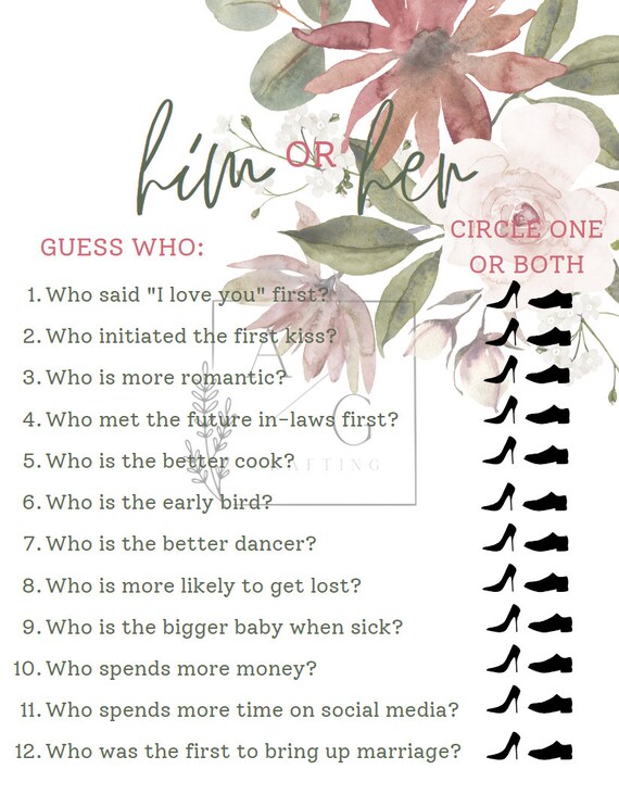 Bridal Shower Printable Games Digital Download Boho Themed Etsy