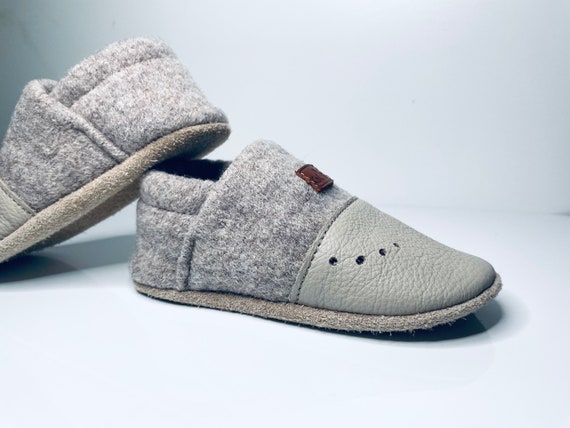 CRAWLING SHOES Wollwalk Shoes Light Beige Leather Punches - Etsy