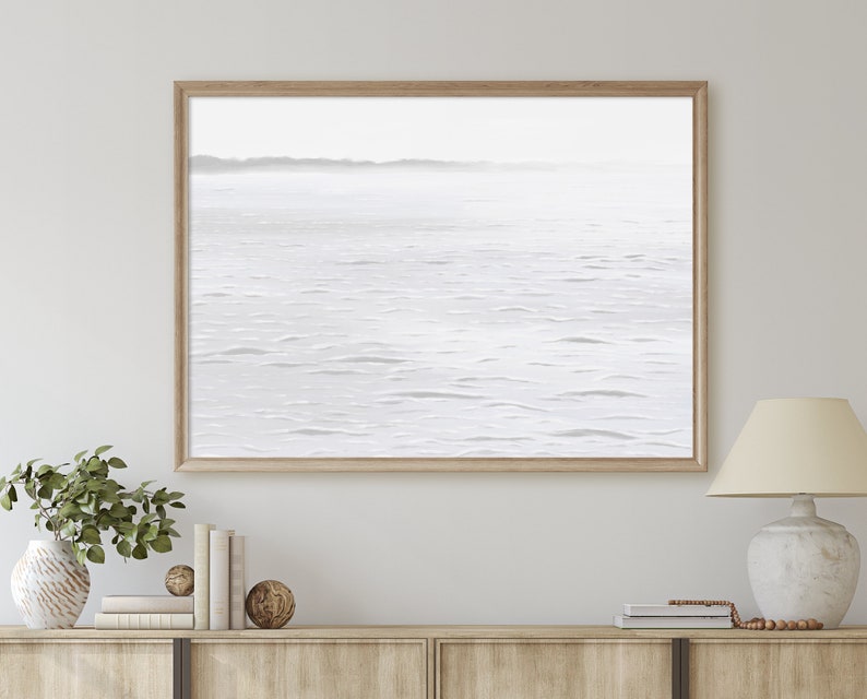 Monochrome Black and White Ocean Art Print Neutral Ocean - Etsy