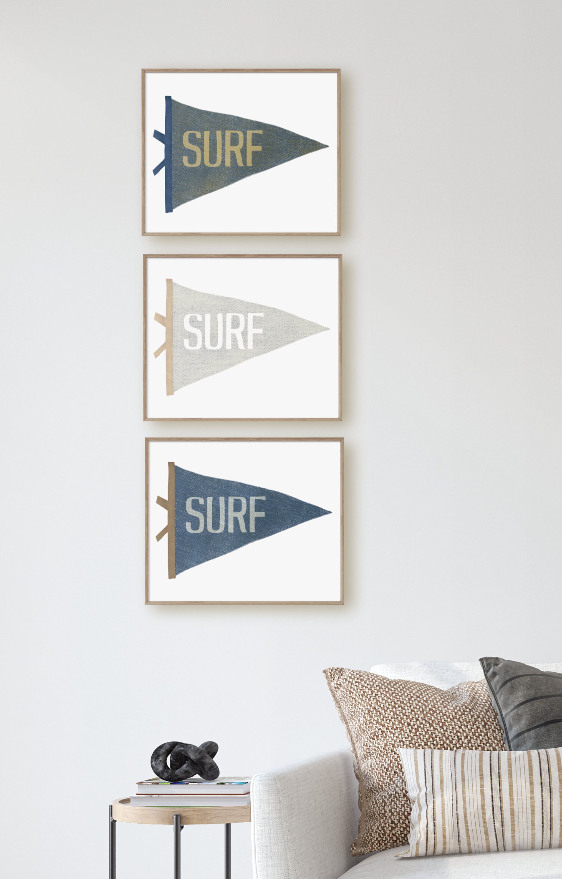 Surf Pennant Flag Gallery Wall Art Set, Digital Download, Printable Set ...
