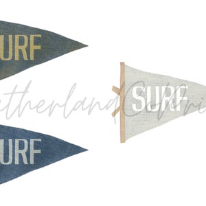 Surf Pennant Flag Gallery Wall Art Set, Digital Download, Printable Set ...