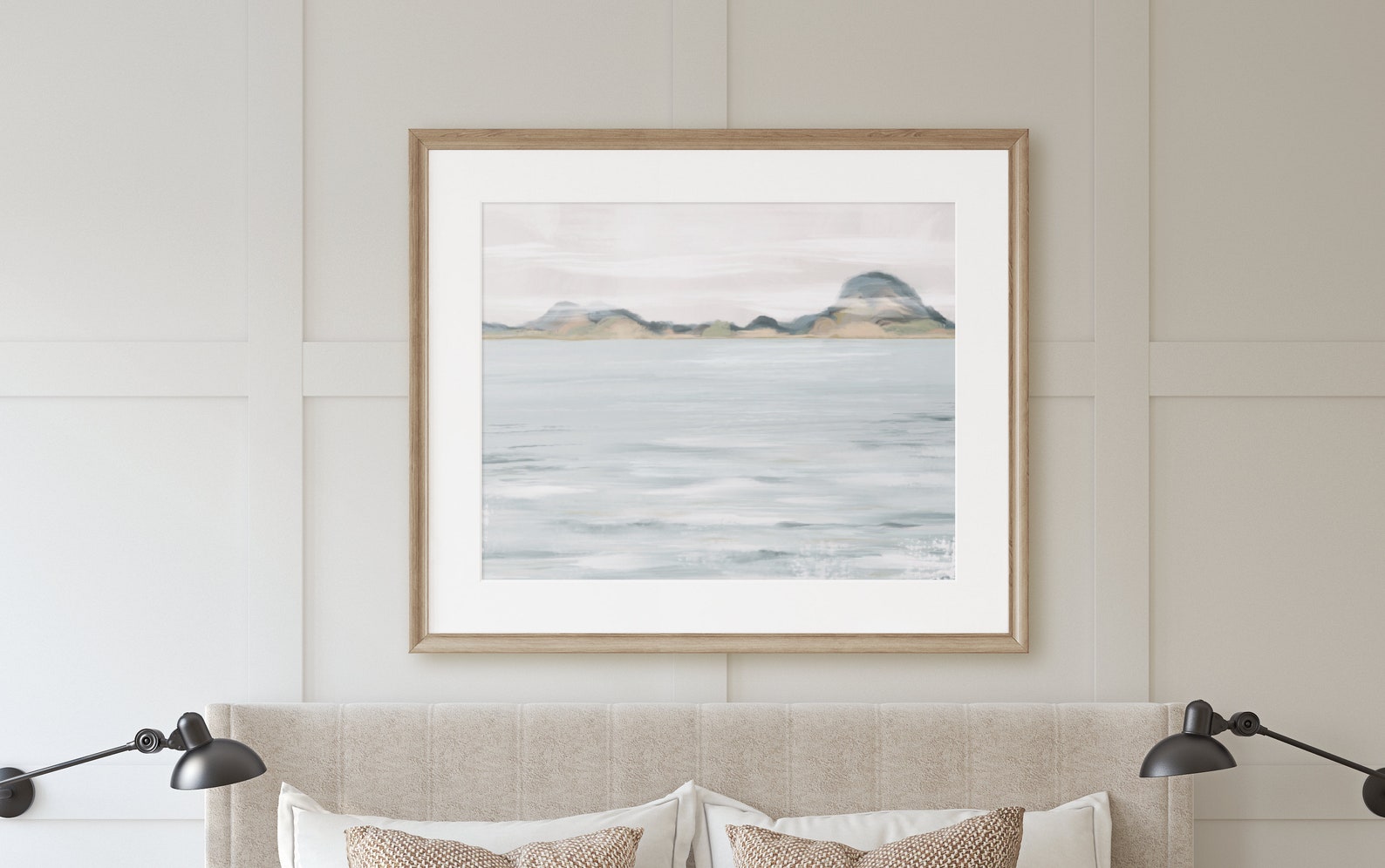 Muted Tones Ocean Landscape Art Print, Neutral Landscape Painting ...