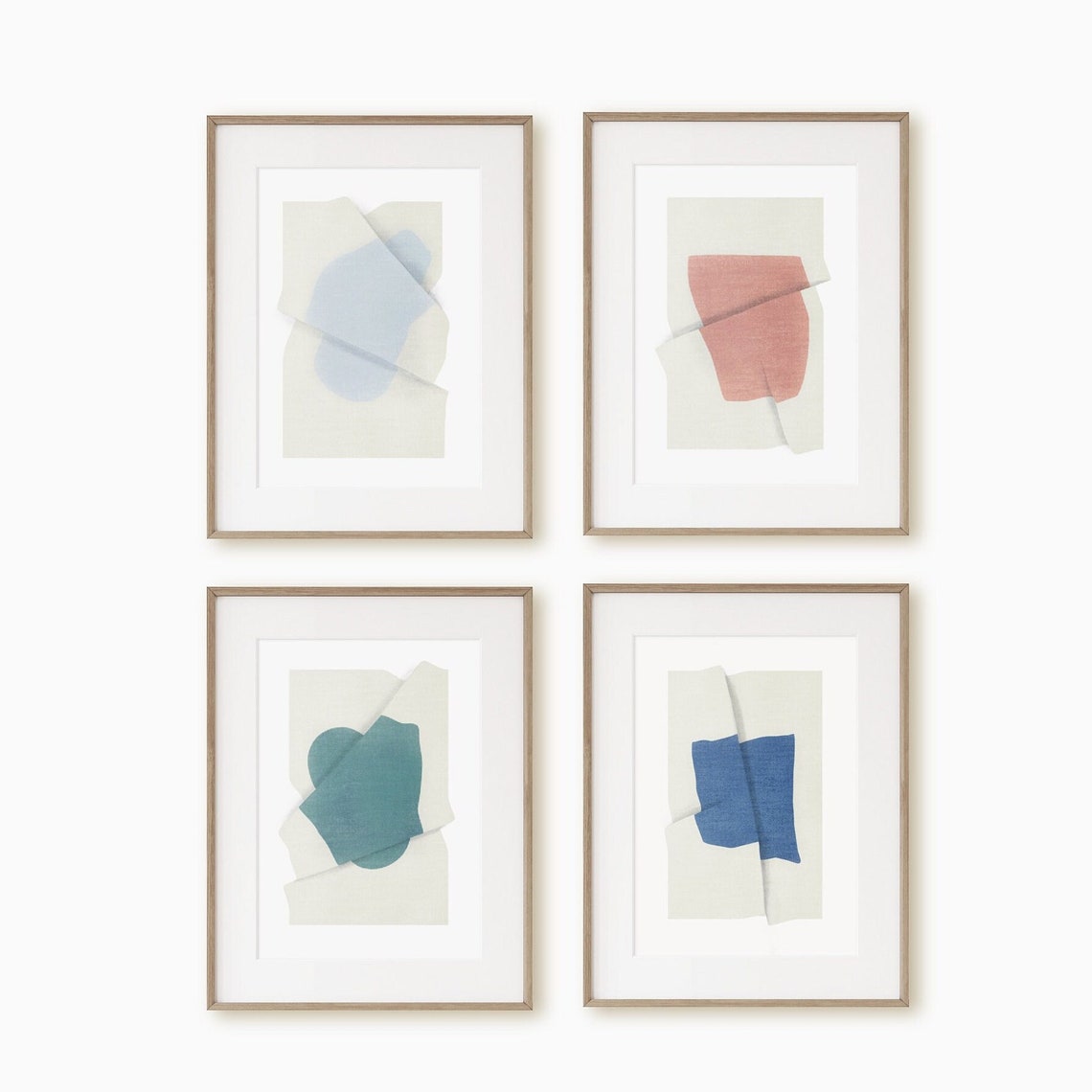 Textured Paper Art Print, Modern Abstract Art, Textile Art Print, Set ...