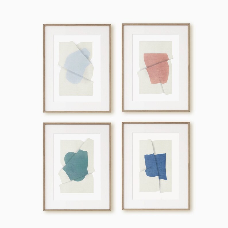 Textured Paper Art Print, Modern Abstract Art, Textile Art Print, Set ...