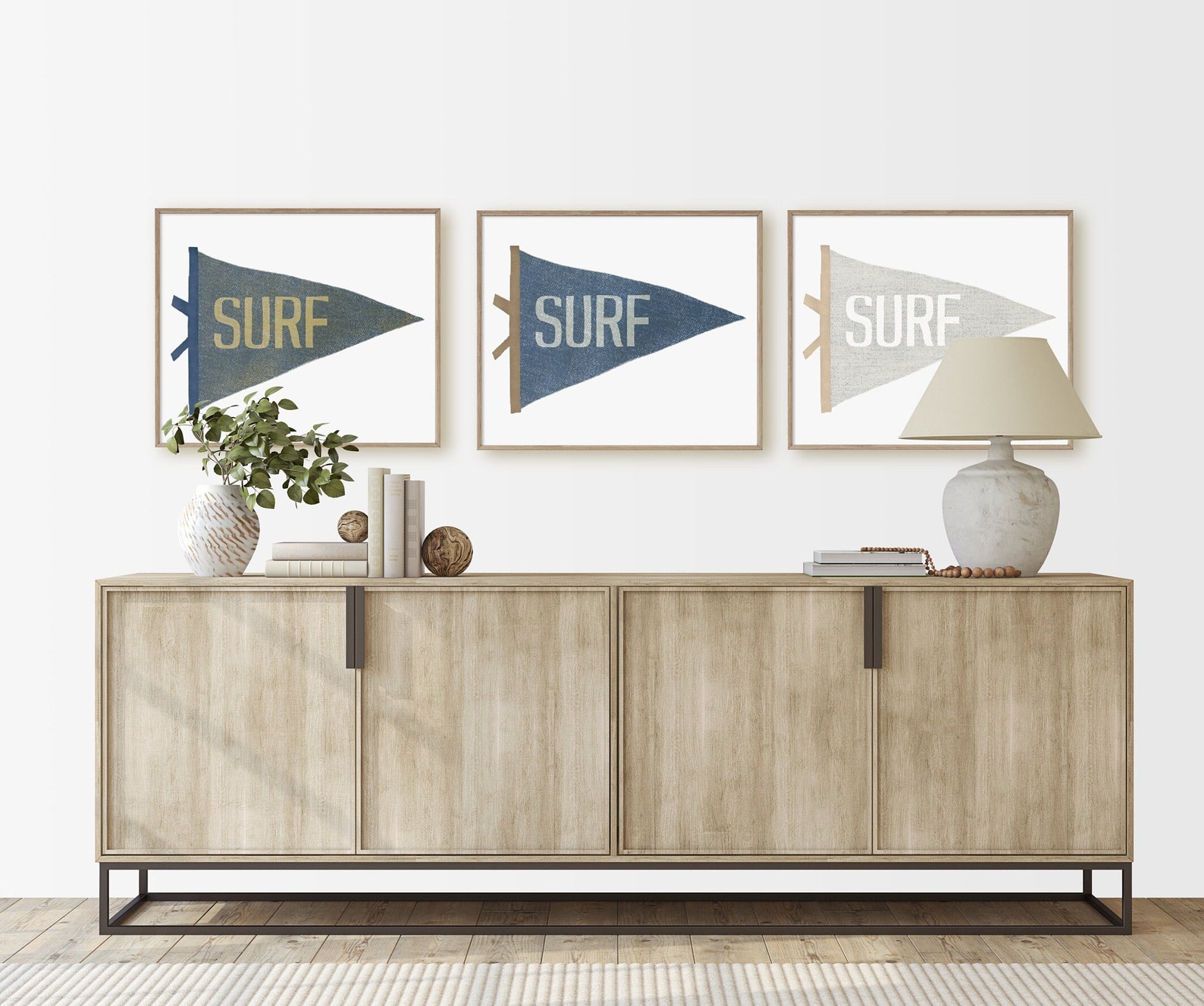 Surf Pennant Flag Gallery Wall Art Set, Digital Download, Printable Set ...