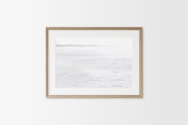 Monochrome Black and White Ocean Art Print, Neutral Ocean Painting ...