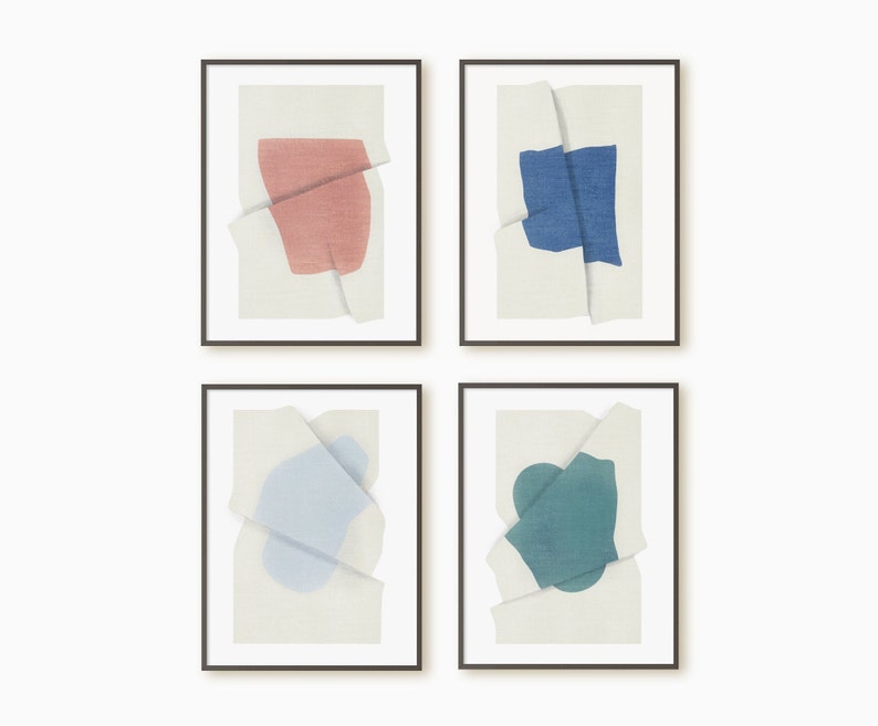 Textured Paper Art Print, Modern Abstract Art, Textile Art Print, Set ...