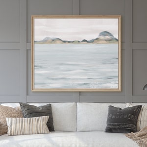 Muted Tones Ocean Landscape Art Print, Neutral Landscape Painting ...