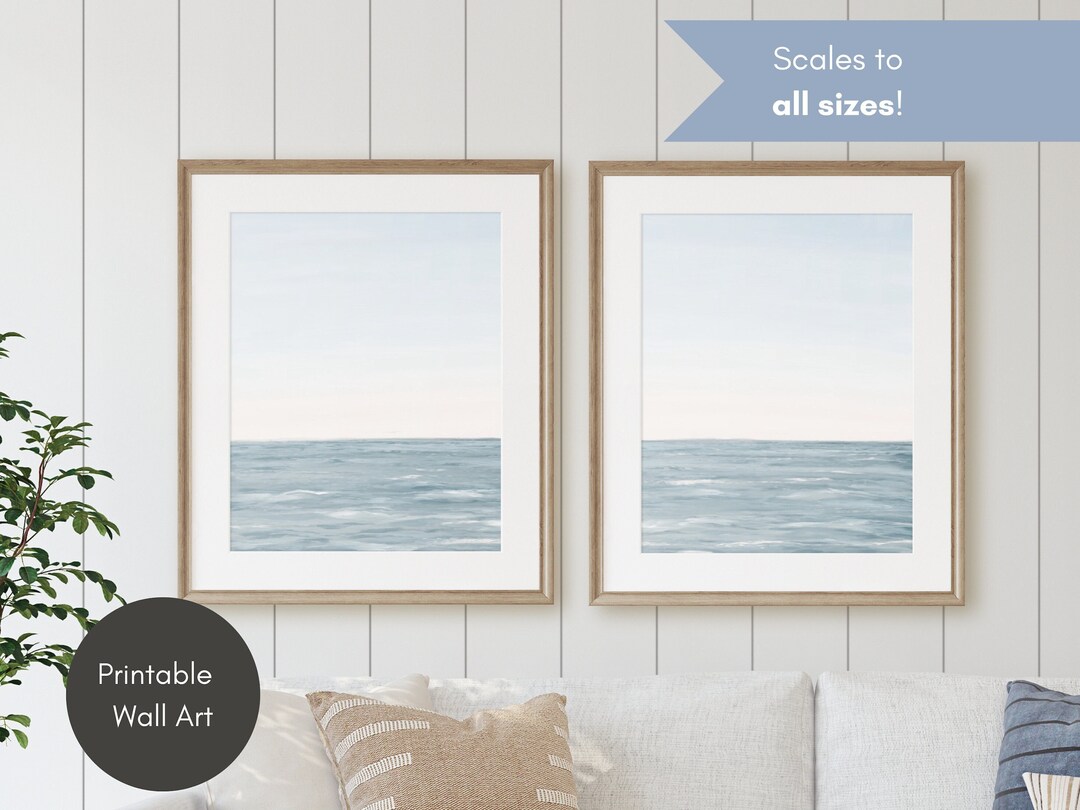 Ocean Wall Art, Set of Two Wall Art, Neutral Ocean Printable, Landscape ...