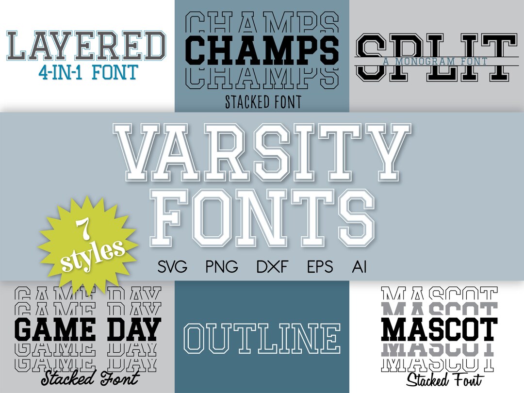 Varsity Font Svg Bundle, Font Bundle for Cricut, Jersey Number Fonts ...
