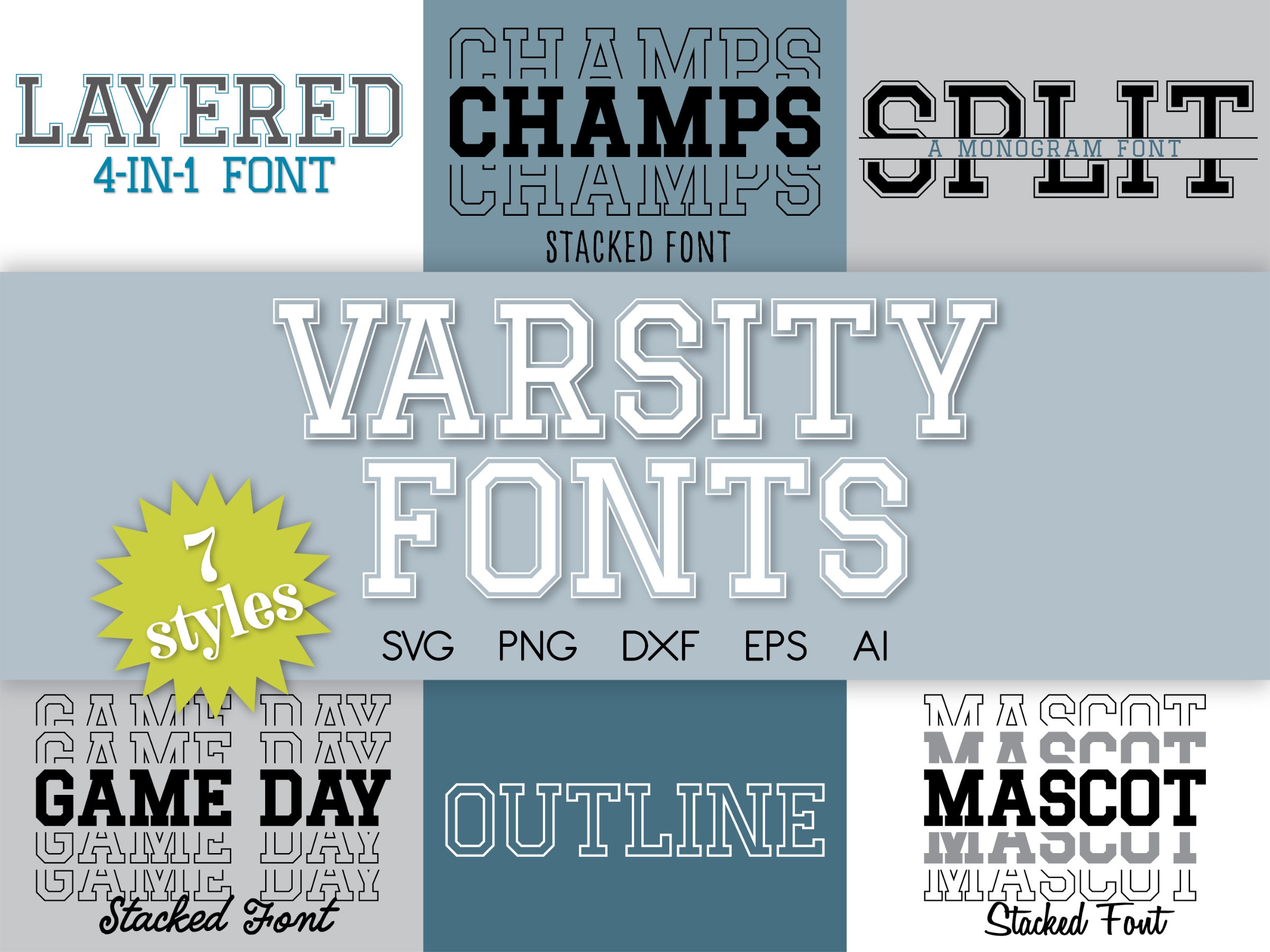 Varsity Font Svg Bundle, Font Bundle for Cricut, Jersey Number Fonts ...