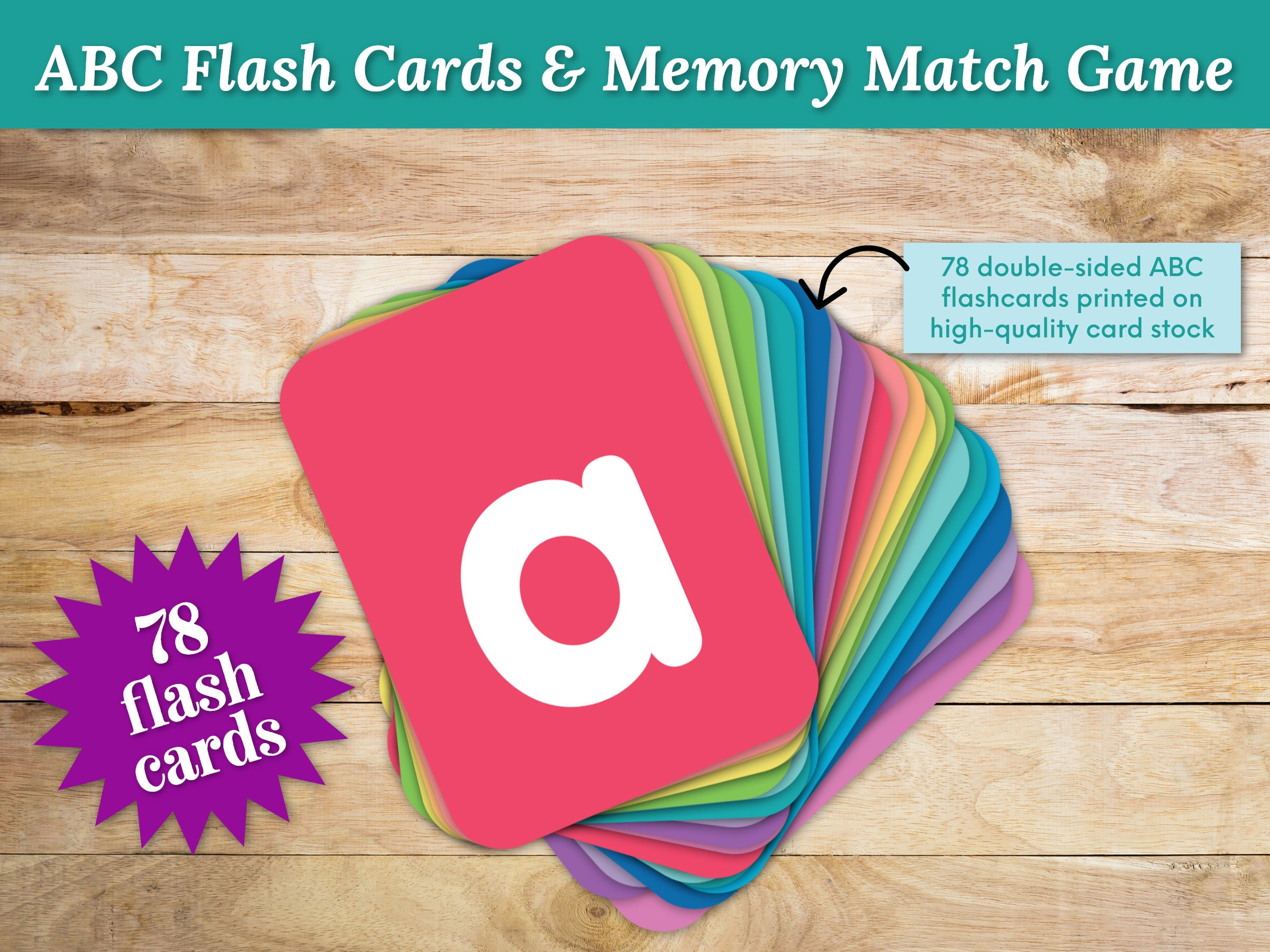 Alphabet Flash Cards and Memory Match Game, Nursery Decor, Montessori ...