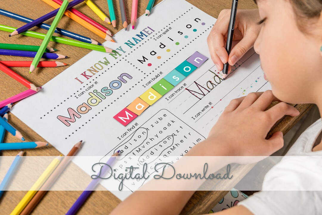 Name Tracing Worksheet Printable, Custom Name Spelling Activity ...