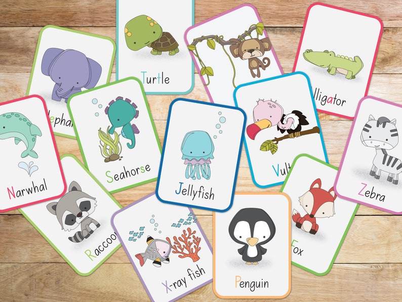 Alphabet Flash Cards and Memory Match Game, Nursery Decor, Montessori ...