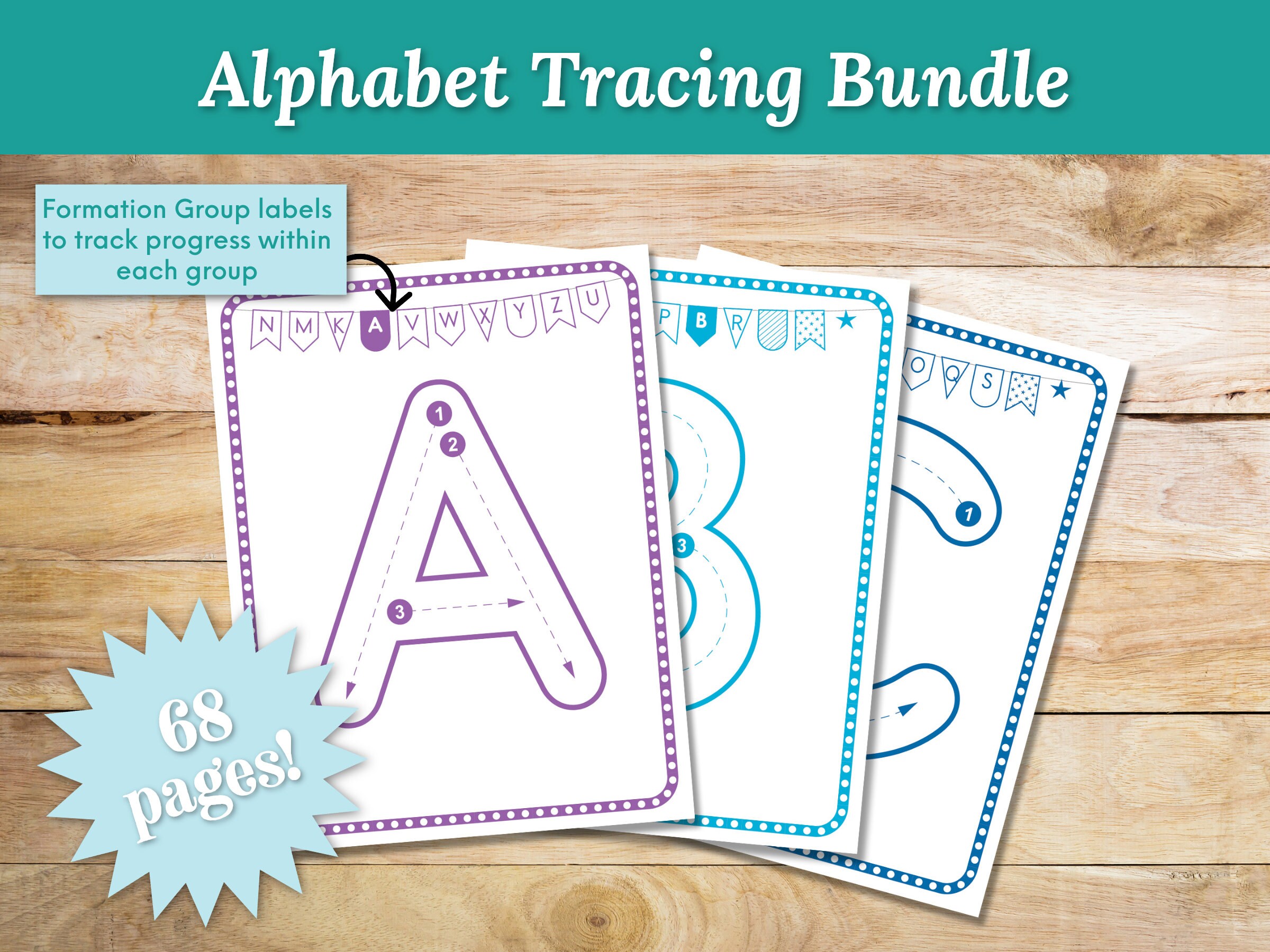 Handwriting Practice, Printable Oversized ABC Cards, Play Dough Mats ...