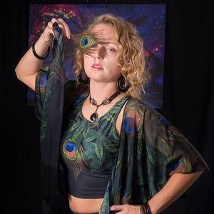 Peacock Kimono Jacket, Fringe Kimono Cardigan, Cannabis Sheer Kimono ...