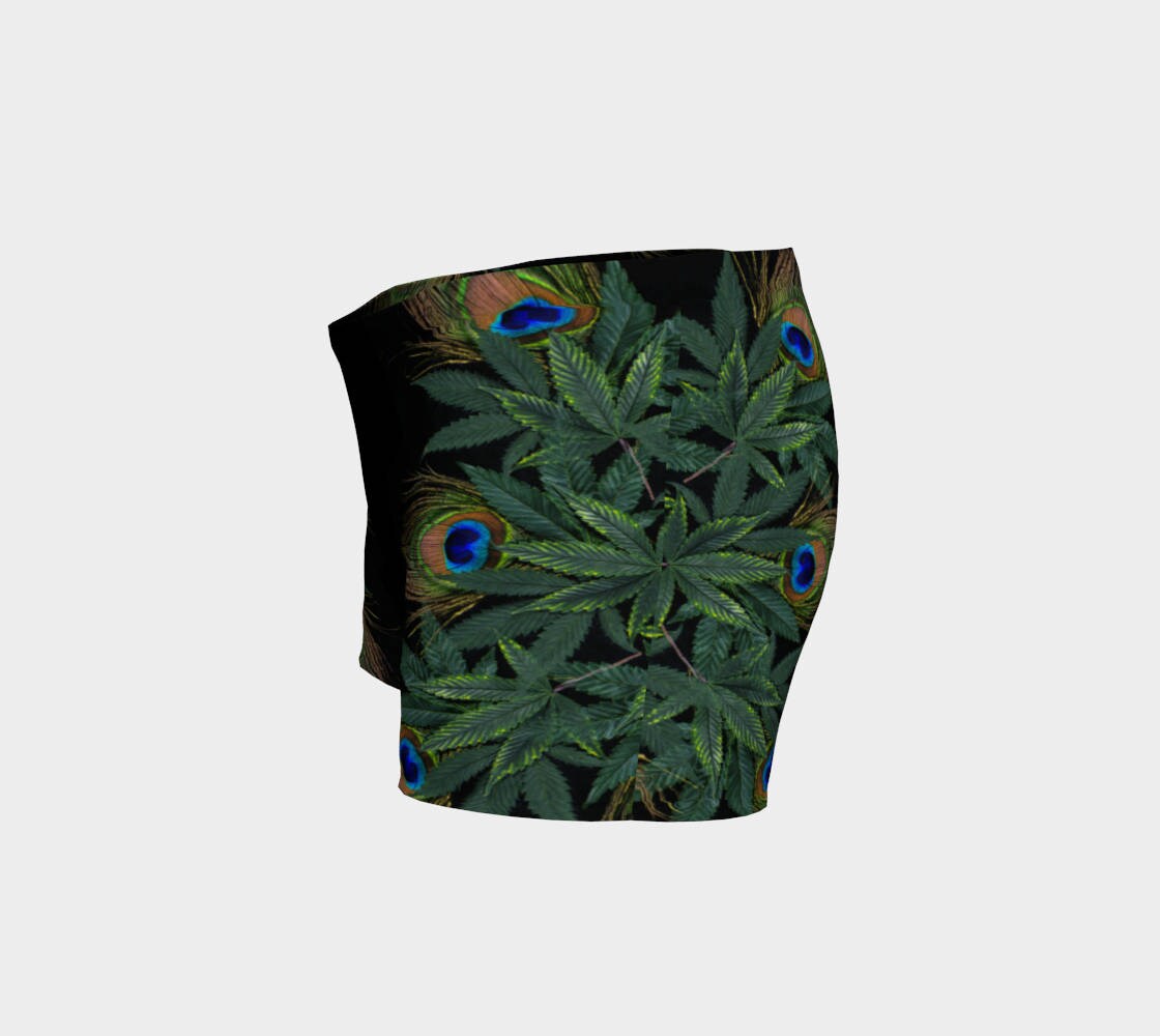 Peacock Spandex Shorts, Cannabis Booty Shorts, Rave Weed Shorts, Pole ...