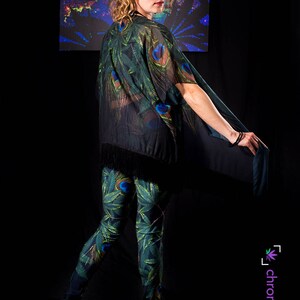 Peacock Kimono Jacket, Fringe Kimono Cardigan, Cannabis Sheer Kimono ...