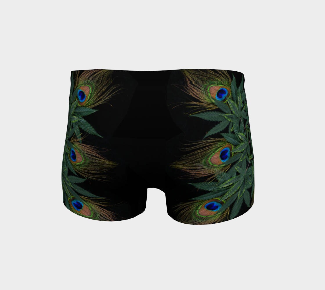 Peacock Spandex Shorts, Cannabis Booty Shorts, Rave Weed Shorts, Pole ...