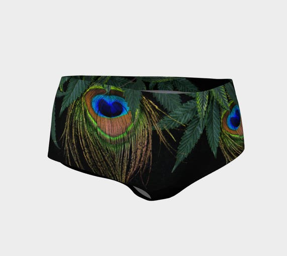 Peacock Spandex Shorts Cannabis Booty Shorts Rave Weed | Etsy