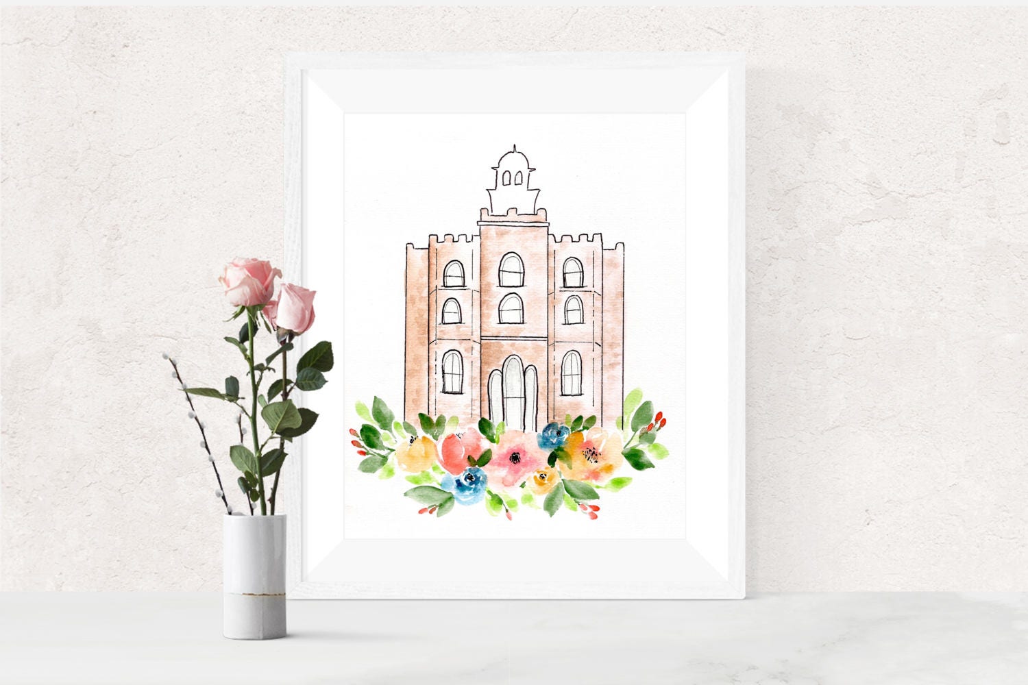 LDS Logan UT Temple-LDS Art-Temple Watercolor-8x10-Watercolor | Etsy