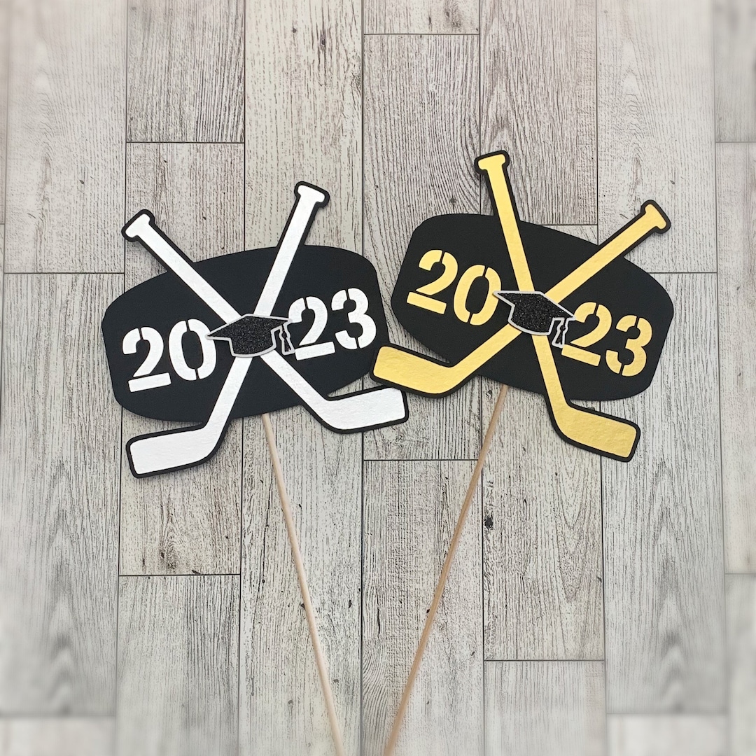 Hockey Graduation Centerpiece Picks, Silver, Gold, Sticks, Graduation ...