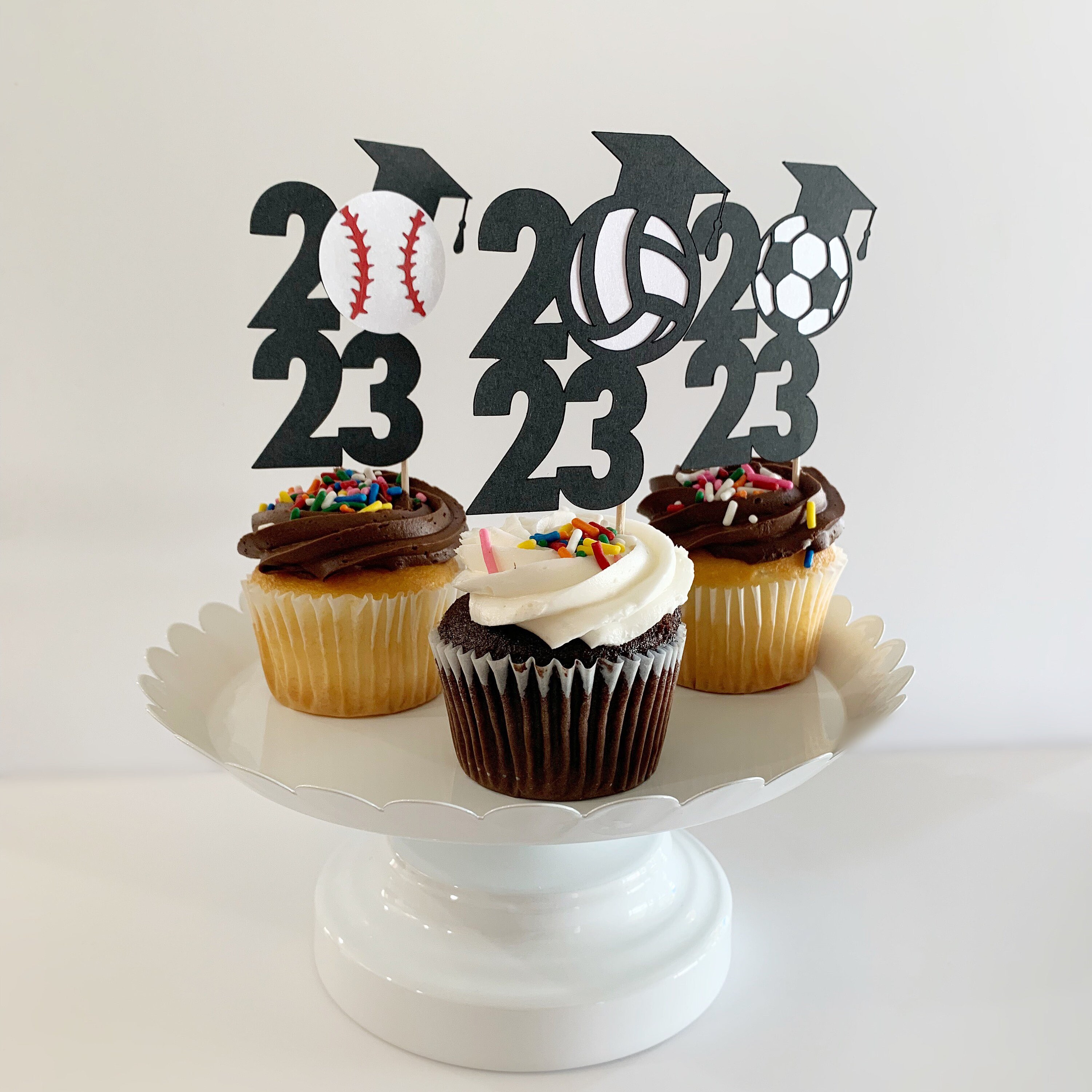 Graduation Cupcake Toppers With Sport, 2025, Sport/talent With Cap ...