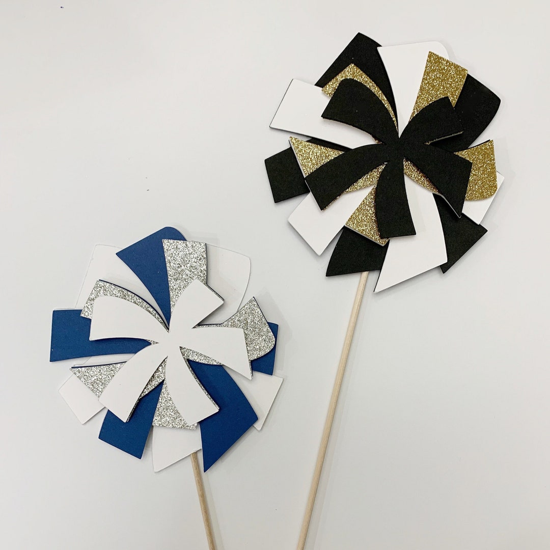 Cheer Team, Dance Team 3D Pom Pom Centerpiece Picks, Set of 3, Banquet ...