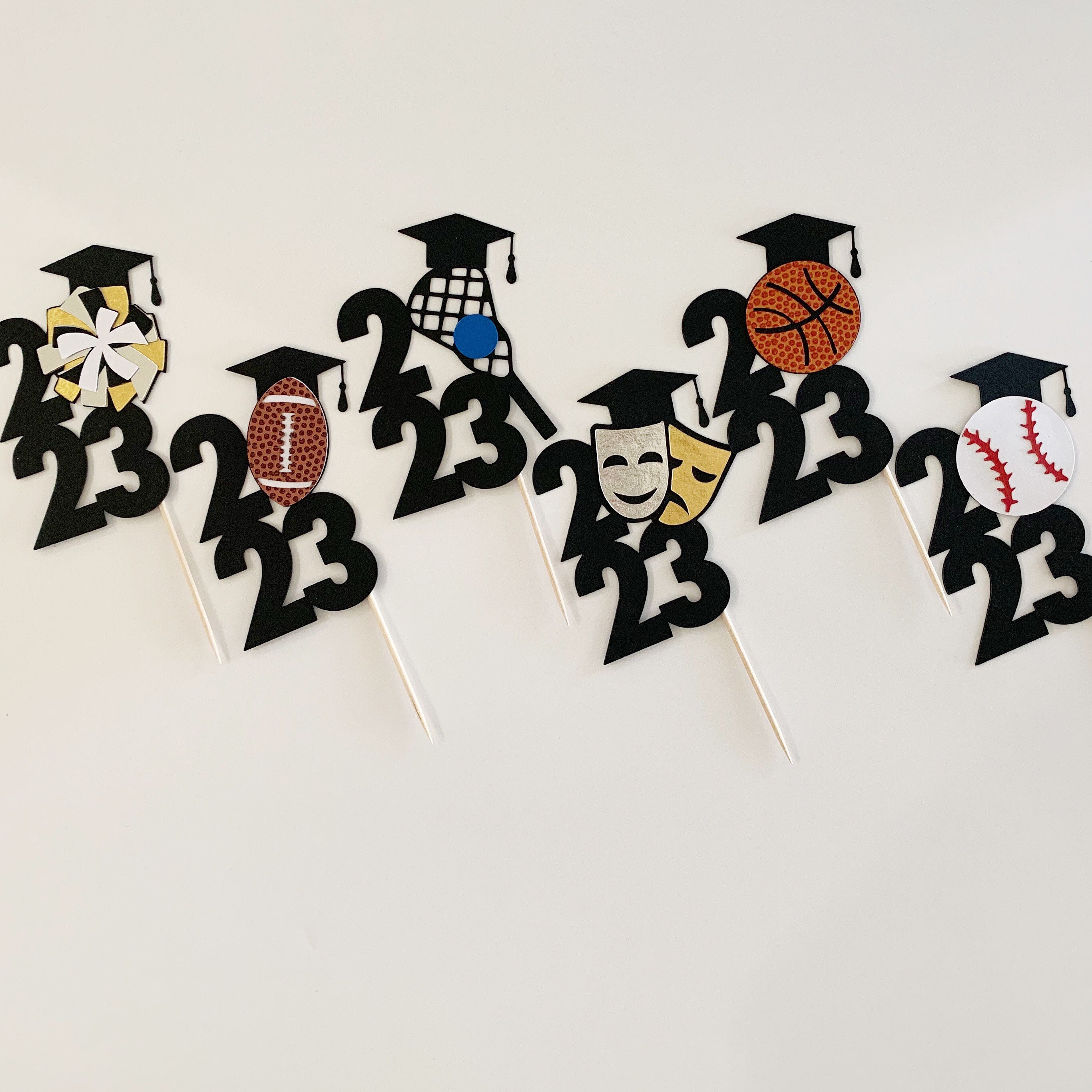 Graduation Cupcake Toppers With Sport, 2025, Sport/talent With Cap ...