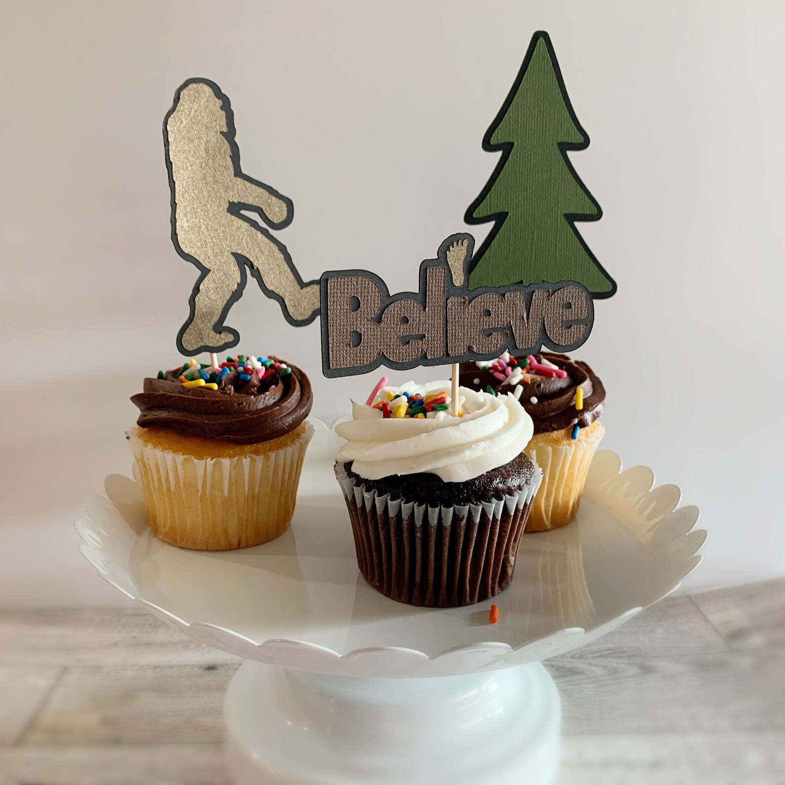 Bigfoot Cupcake Toppers, Bigfoot, Believe, Tree, Food Pick, Party ...