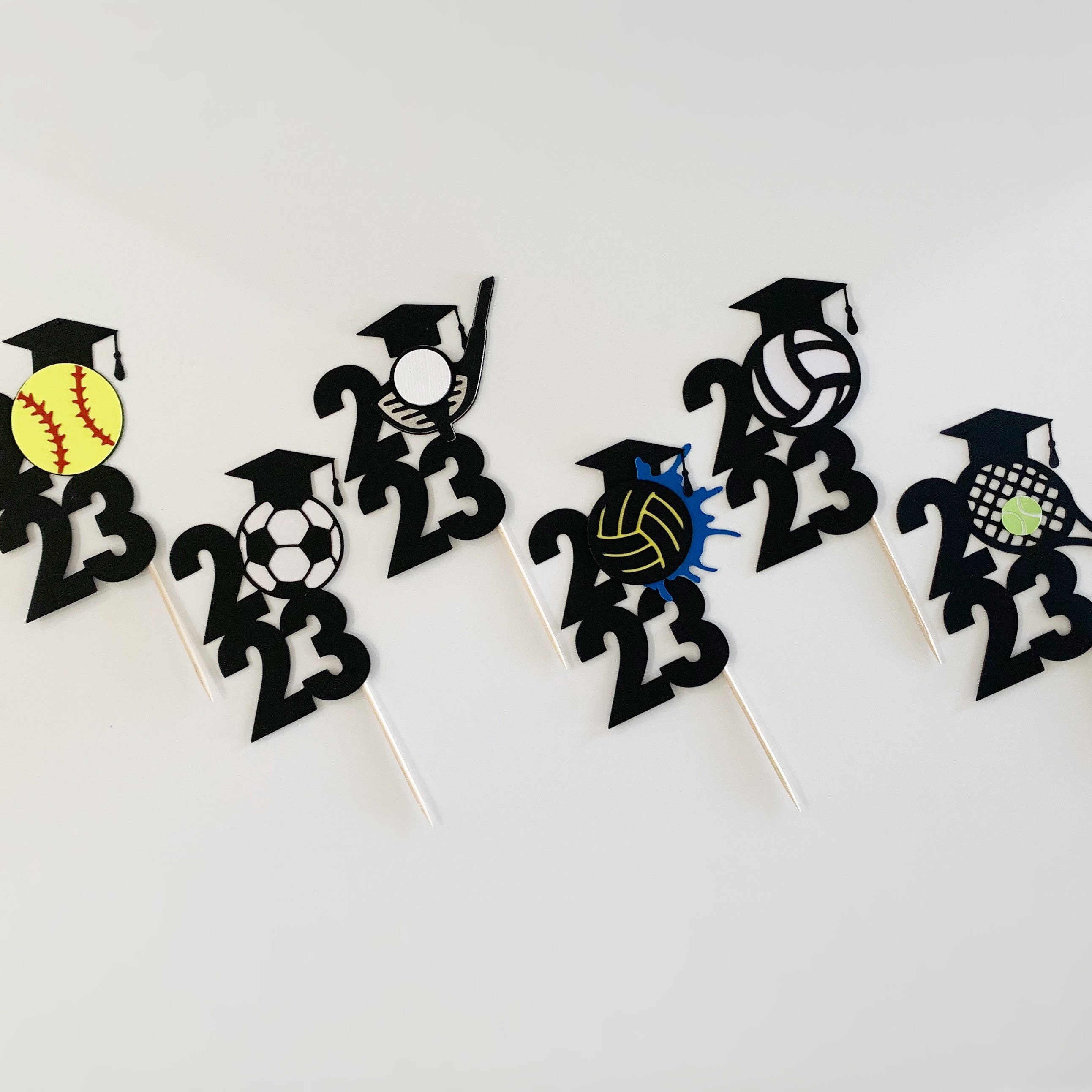 Graduation Cupcake Toppers With Sport, 2025, Sport/talent With Cap ...