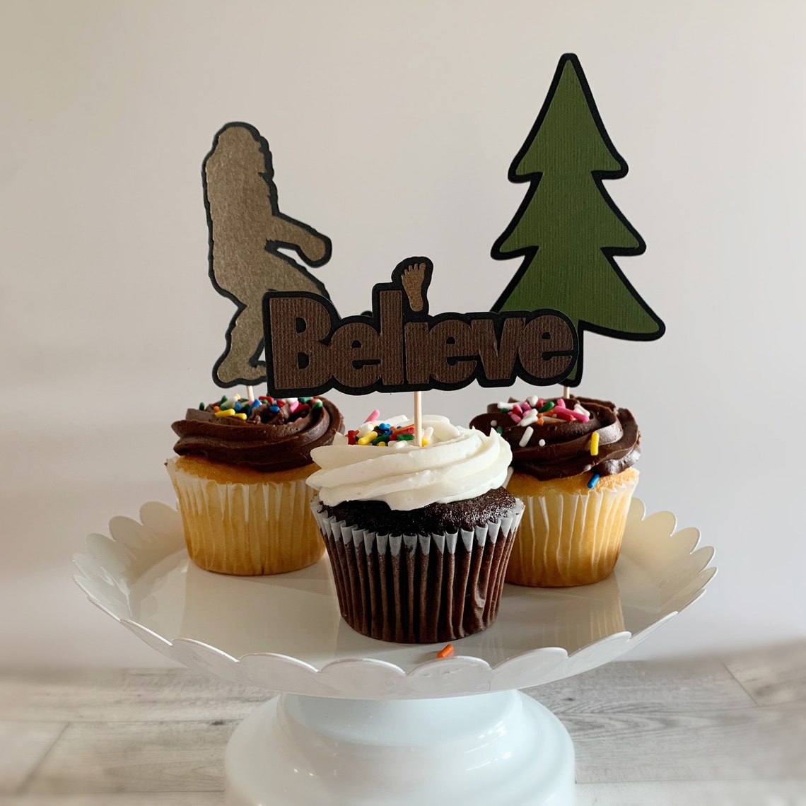Bigfoot Cupcake Toppers, Bigfoot, Believe, Tree, Food Pick, Party ...